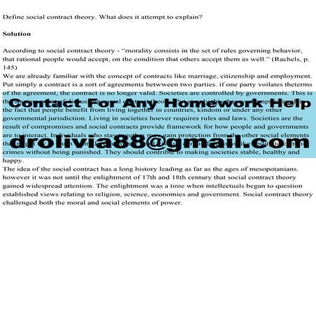 Define social contract theory. What does it attempt to explainS.pdf