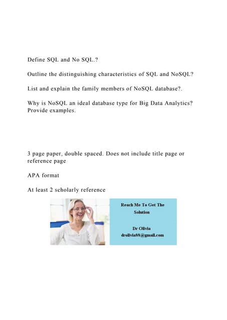 Define Sql And No Sql Outline The Distinguishing Characte Docx