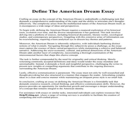 Define The American Dream Essay. Online assignment writing service. | PDF