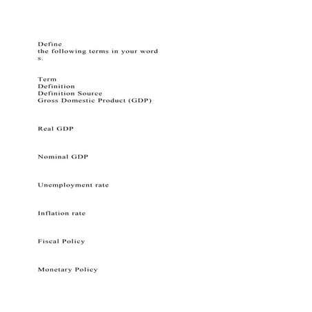 Define the following terms in your words.TermDefinitio.docx