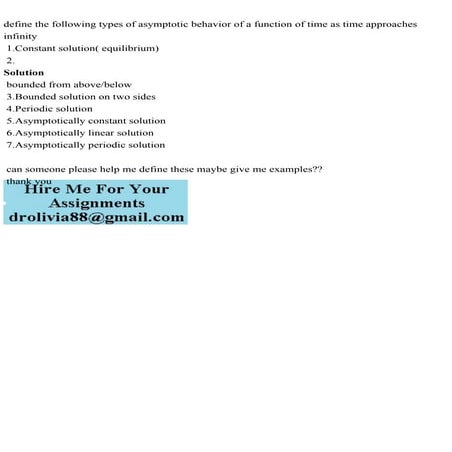 Define The Following Types Of Asymptotic Behavior Of A Function Of T Pdf