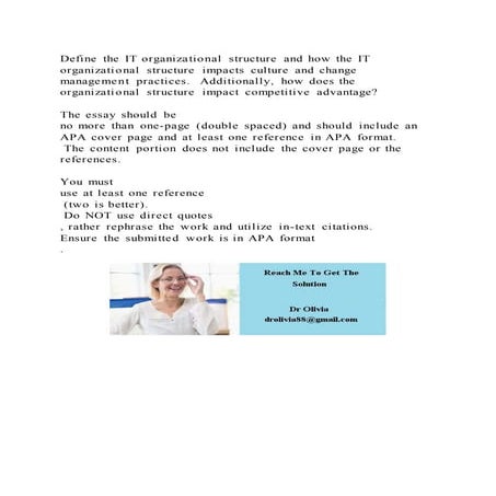 Define the IT organizational structure and how the IT organizational | PDF