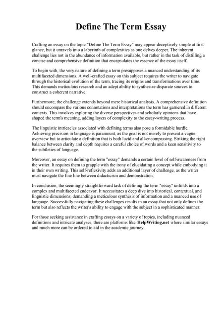 Definition Essay Sample. University of Alabama | PDF