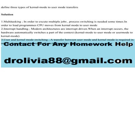 Define Three Types Of Kernal Mode To User Mode Transferssolution Pdf