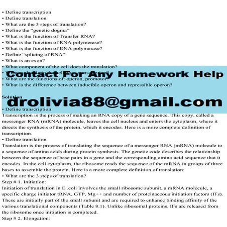 Define transcription• Define translation• What are the 3 steps.pdf ...