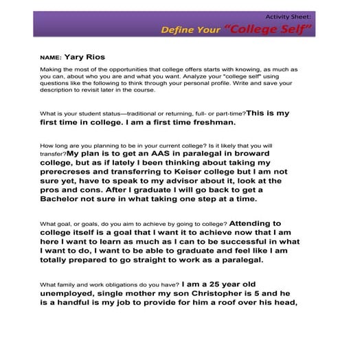 Define yourself activity | DOCX