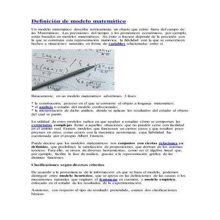 Definición de modelo matemático | DOCX