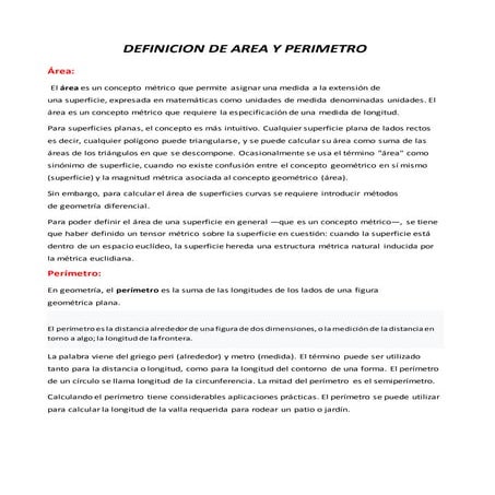 Cuadro de formulas de area y perímetro | DOCX
