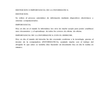 Definición e importancia de la informática | DOCX