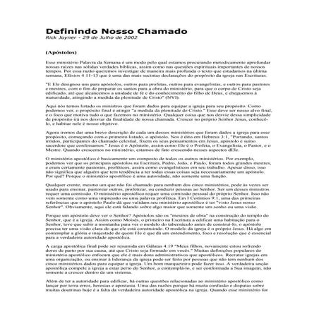 Definindo nosso chamado | DOC | Christianity | Religion & Spirituality