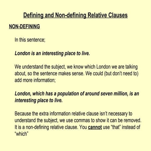 Defining And Non Defining Relative Clauses | PPT