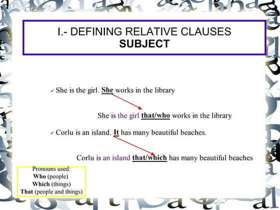 Relative clauses (subject object) | PPT