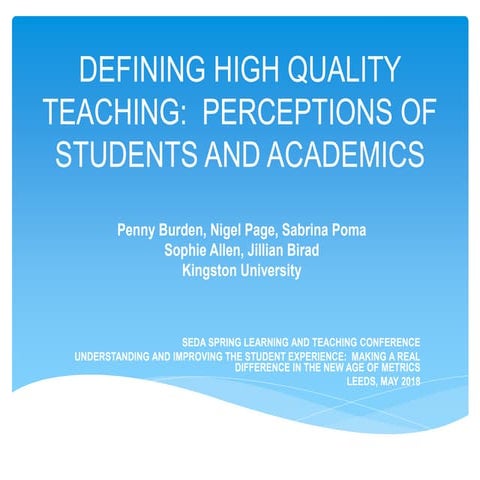Defining high quality teaching | PPTX | Undergraduate Education ...