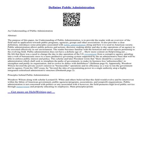 Traditional Public Administration | PDF