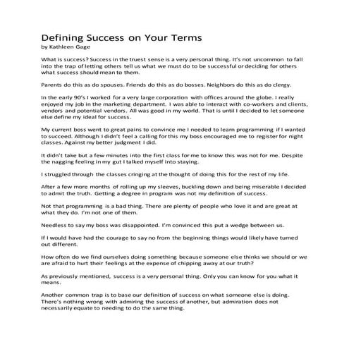 Defining Success: The Journey To Happiness | PPTX