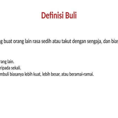 Definisi Buli dalam kalangan murid sekolah rendah 1 | PPTX