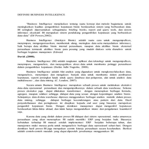 Presentasi Pengantar Business Intelligence | PPTX