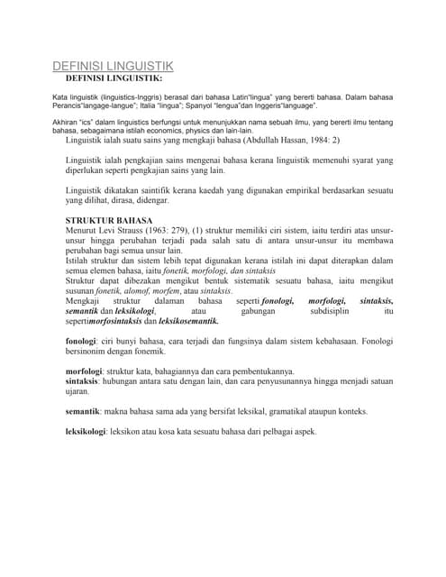 Definisi bahasa dan linguistik (atikah md noor) | PPTX