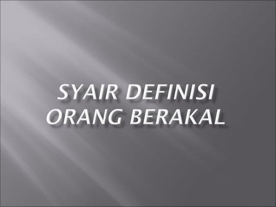 Syair definisi orang berakal | PPTX