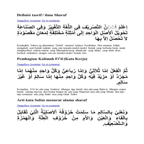 Definisi tasrif | DOCX