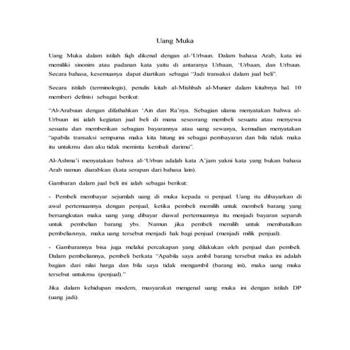 Definisi uang muka | DOCX