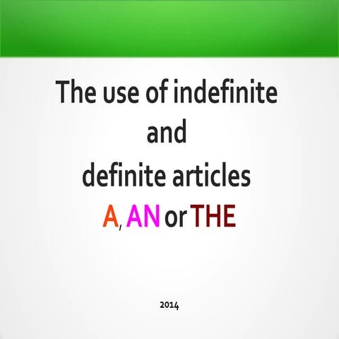 Definite and indefinite articles: a an-the | PPT