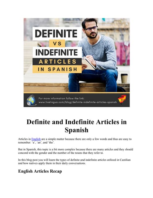 The definite article.el articulo definido. | PDF