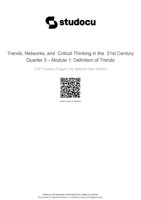 trends, networks and critical thinking- lesson 2 .pptx | Science