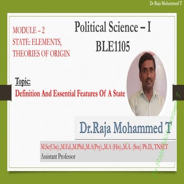Definition and Essential Features of a State | PDF
