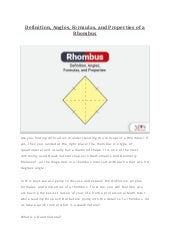 The Properties Of A Rhombus | PPT