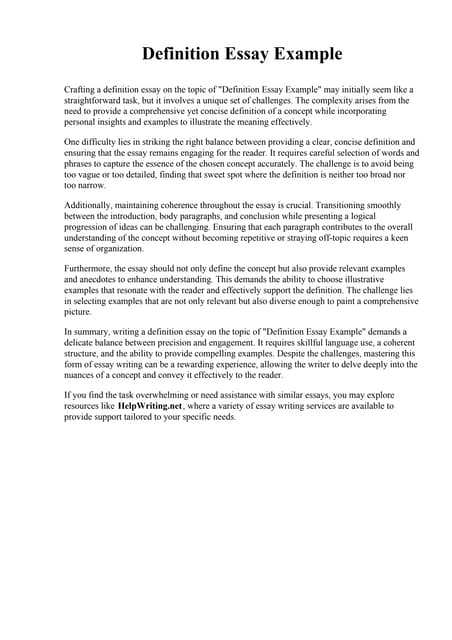 Writing A Definition Essay Examples | PDF