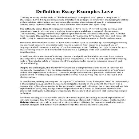 Definition Essay Examples Love | PDF | Parenting Teens | Parenting
