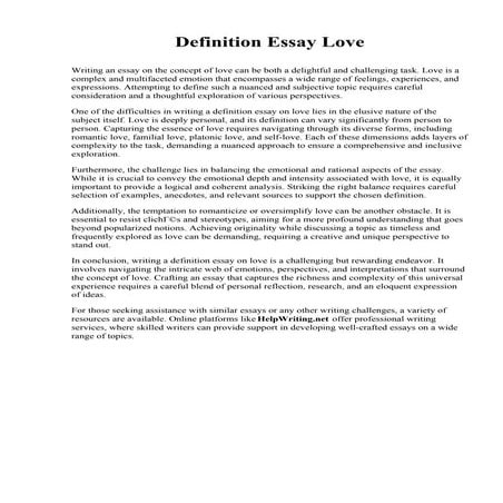 Definition Essay About Love | PDF