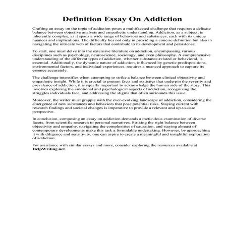 Definition Essay On Addiction | PDF