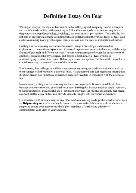 Facing Your Fears Essay.pdf | Hobbies & Interests