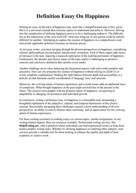 Happiness Definition Essay | PDF