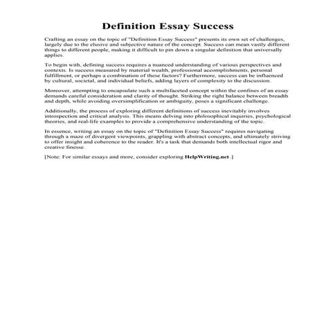 Definition Essay Success | PDF