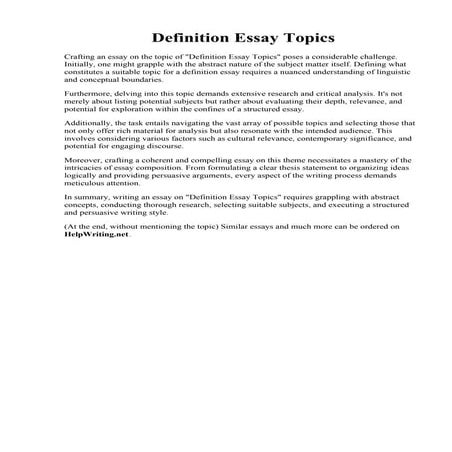 Definition Essay Topics | PDF | Homework and Study | Education