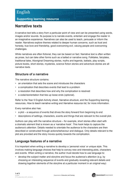 Narrative writing - Year 8 English | PPTX | Musicals | Genres