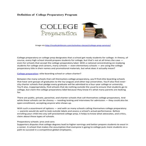 The College Preparatory Program Definition | PDF
