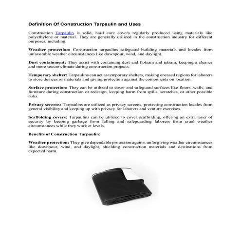 Definition Of Construction Tarpaulin and Uses.pdf