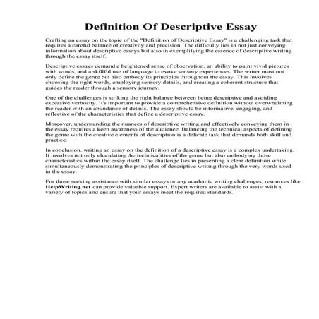 Definition Of Descriptive Essay.pdfDefinition Of Descriptive Essay ...