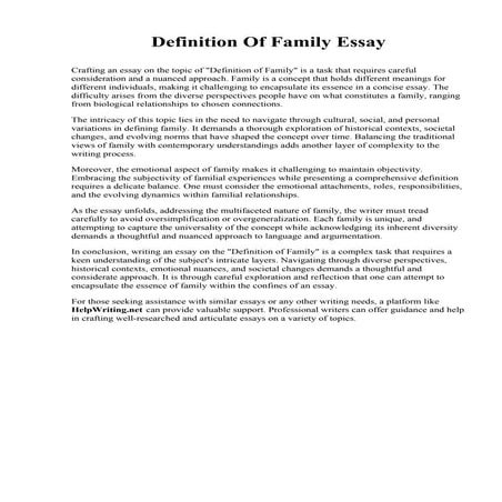 Definition Of Family Essay | PDF