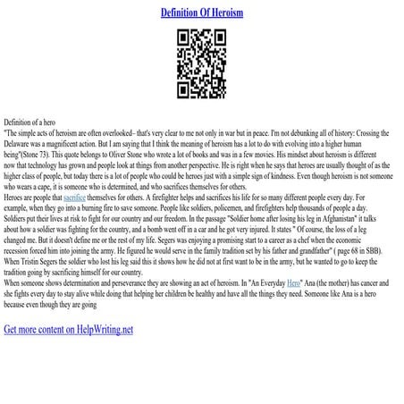 Definition Of Heroism | PPT