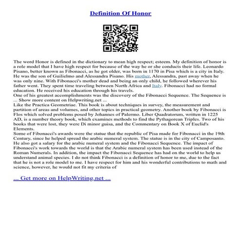 Definition Of Honor | PDF