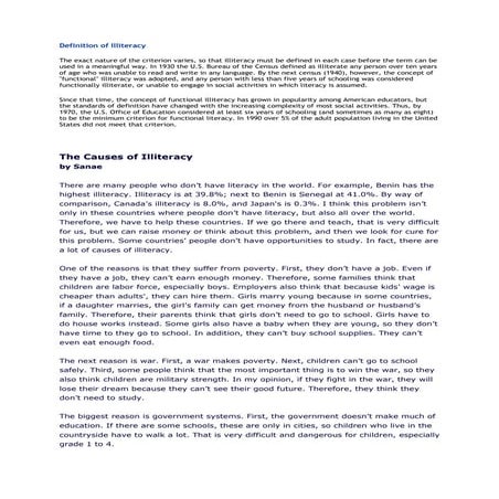 Definition of illiteracy | DOC