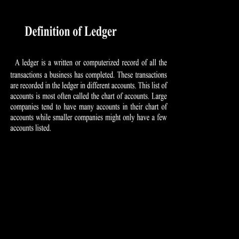 definition of ledger in accounting mba i st year | PPTX