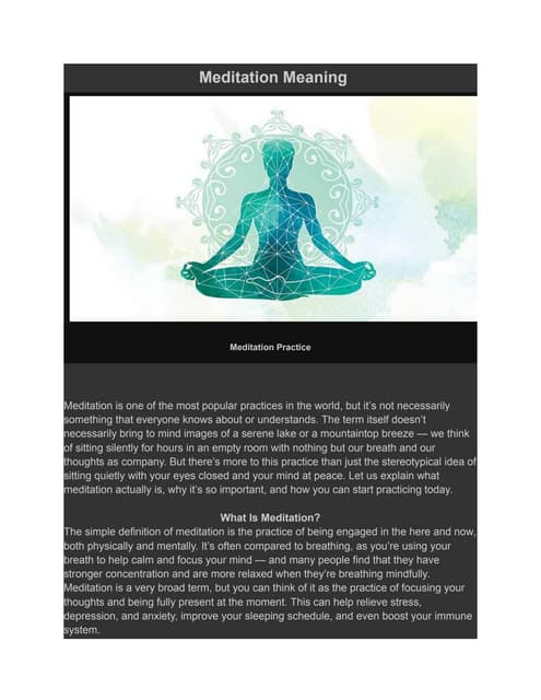 Meaning Of Meditation | PPT