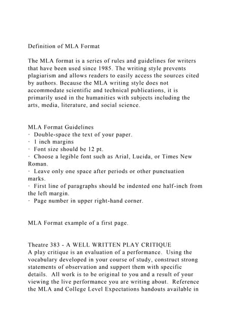 How to write a theater report | DOC | Screenwriting | Content Production