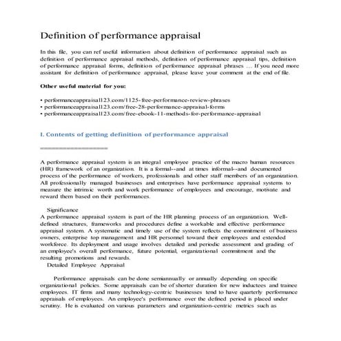 Definition of performance appraisal | DOCX